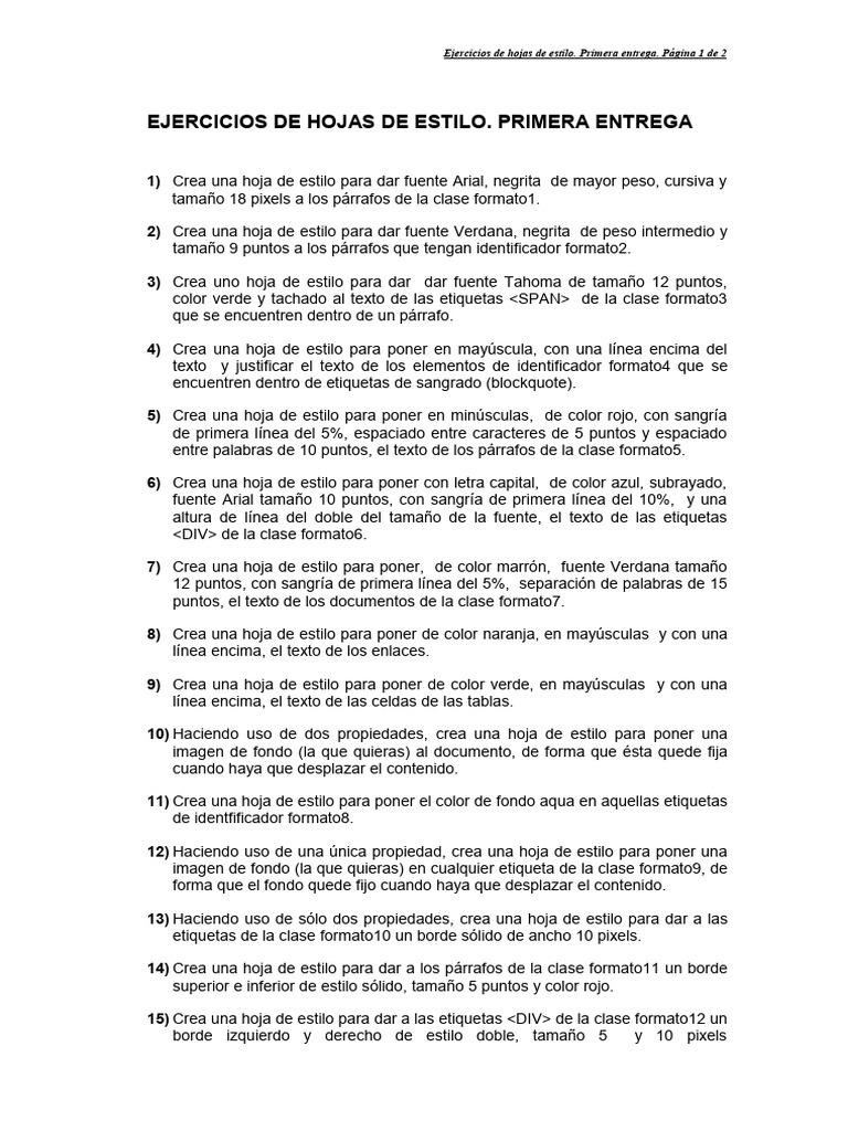 Ejercicios de CSS I | PDF | Color