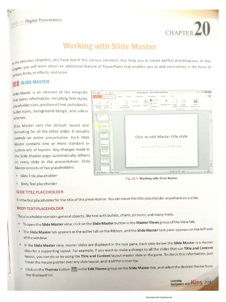Unit - V Digital Presentation Chapter - 20 Working With Slide Master-1 ...