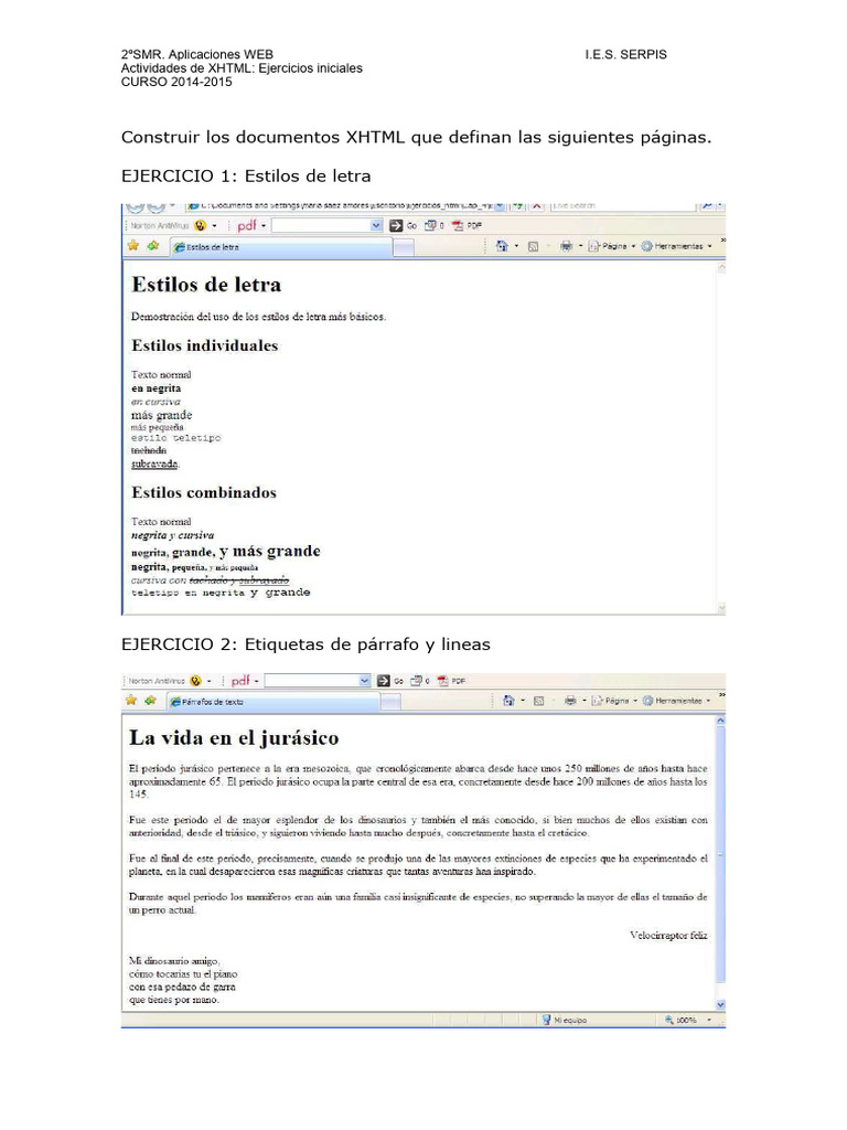 Ejercicios XHTML I | PDF