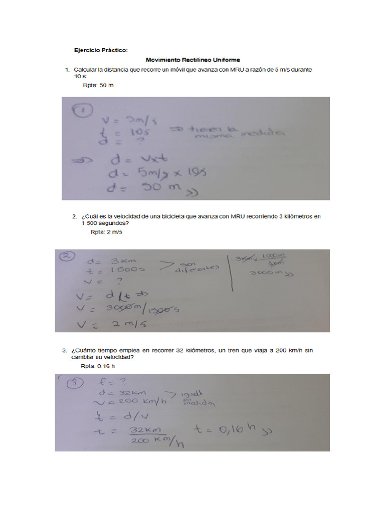 Ejercicios Cinemática-Katya Anco | PDF