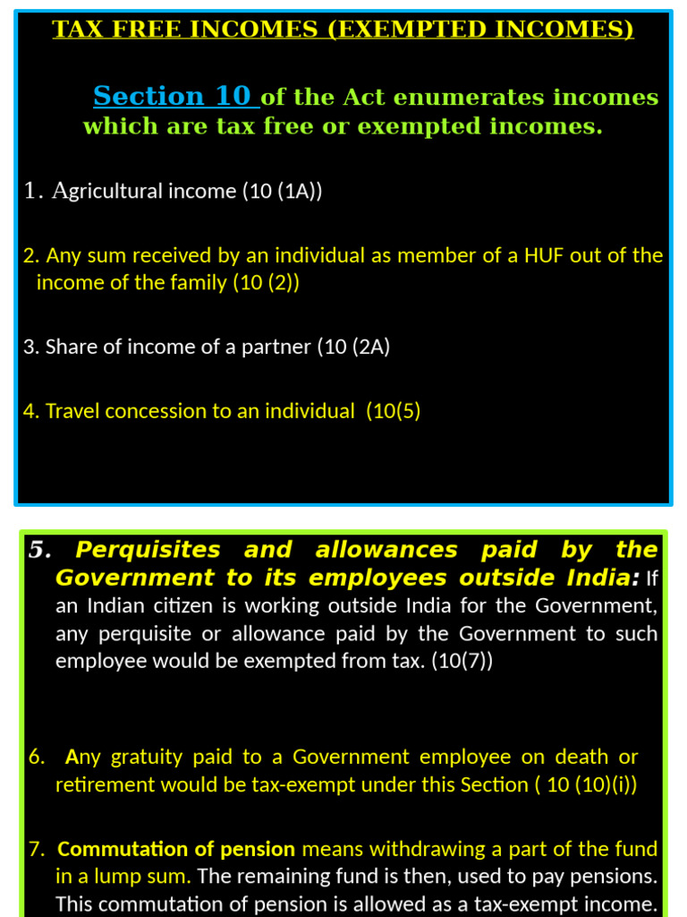 Tax-Free Incomes Under Section 10 | PDF