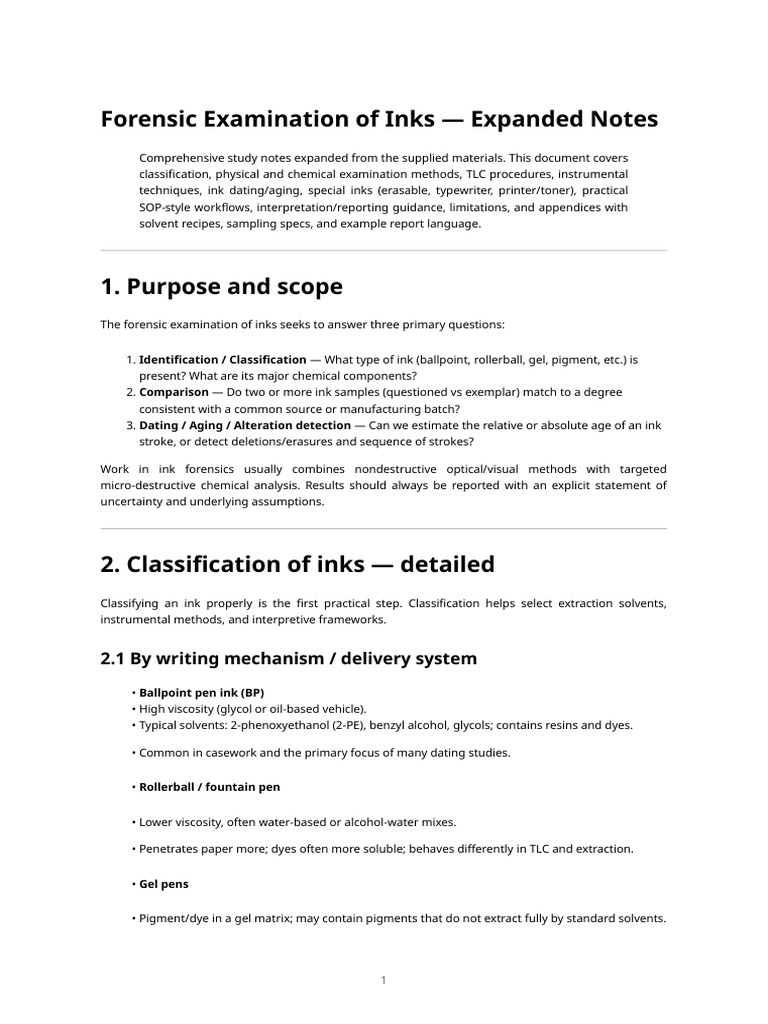 Forensic Ink Examination Techniques Guide | PDF | Thin Layer ...