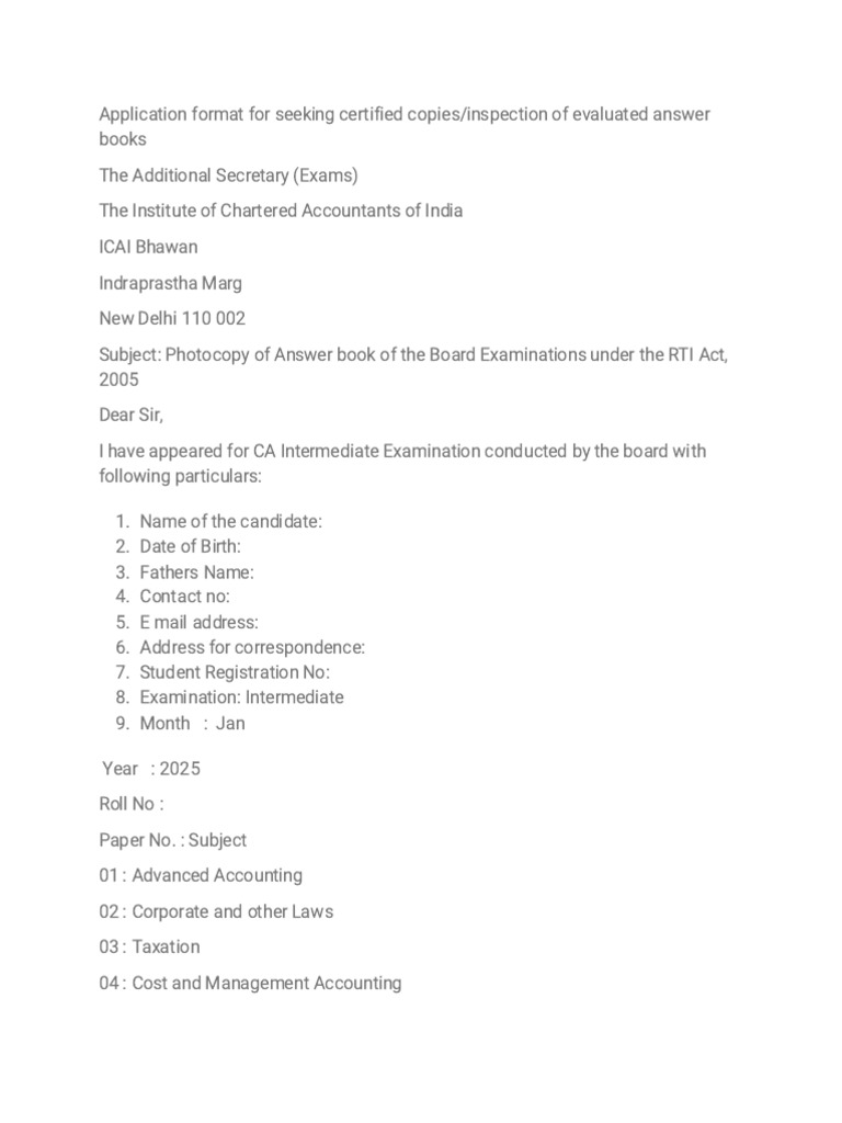 Application Format For Seeking Certified Copies - Intermediate Jan 2025 ...