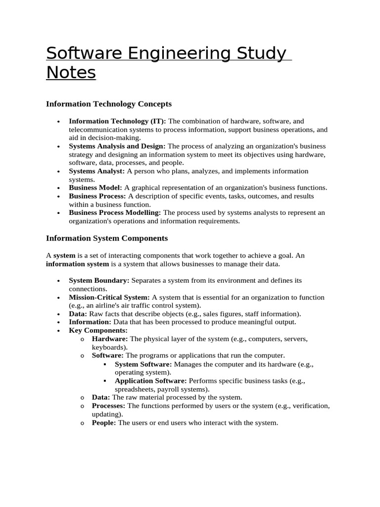 Software Engineering Concepts Overview | PDF | System | Computing