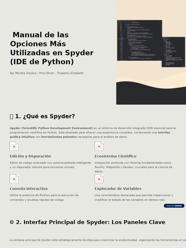 Manual de Las Opciones Mas Utilizadas en Spyder IDE de Python | PDF | Entorno de desarrollo ...