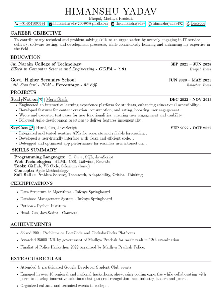 Abey_Resume_Template (1) | PDF | Usability | Computer Programming