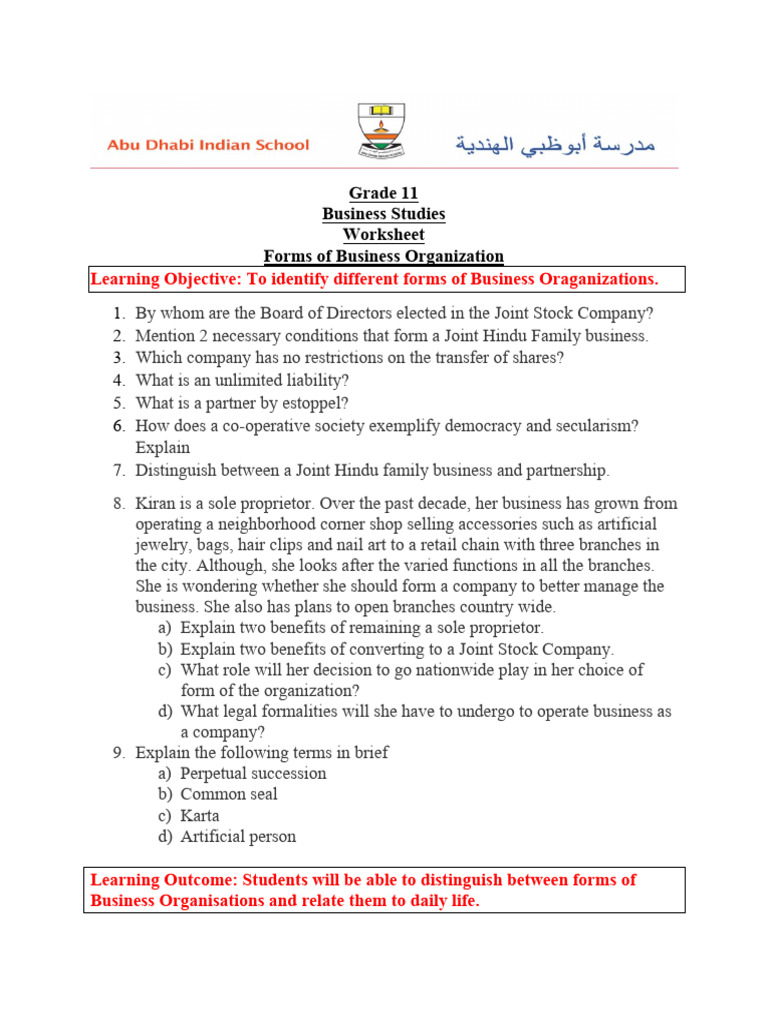 Gr11-Bst-Forms of Business Organisations (1) | PDF