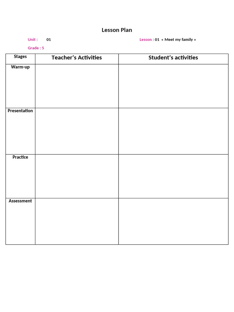 5th Grade Lesson Plans | PDF