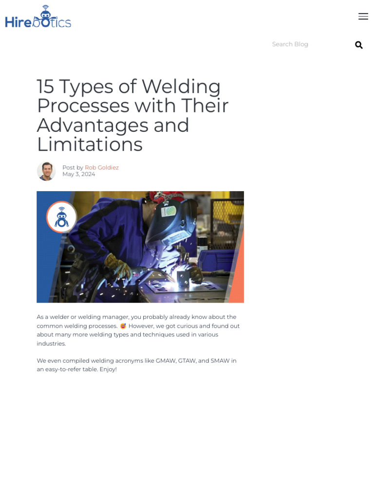 Overview of 15 Welding Processes | PDF | Welding | Construction