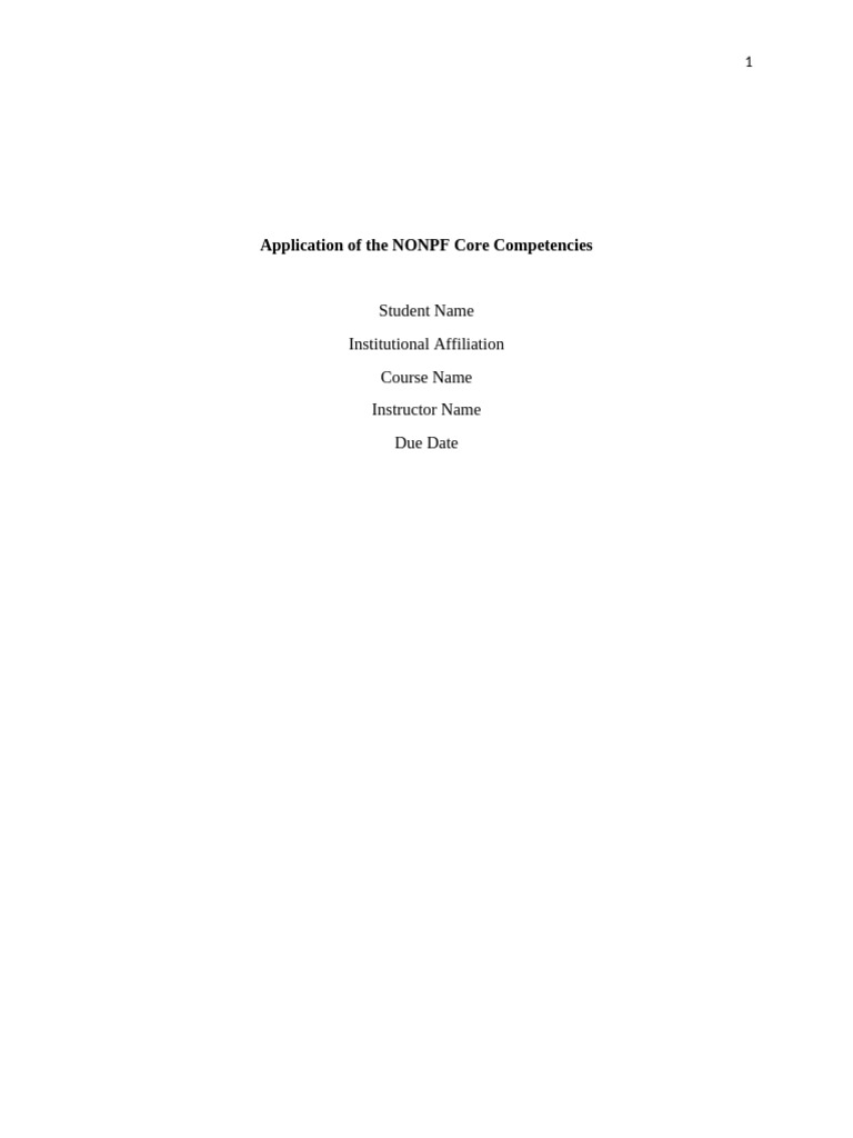 Application of The NONPF Core Competencies - Edited | PDF | Evidence ...