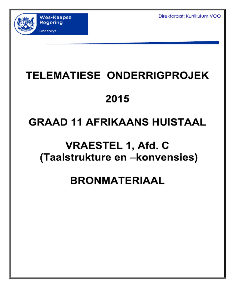 Afrikaans Opsommings Taal | PDF