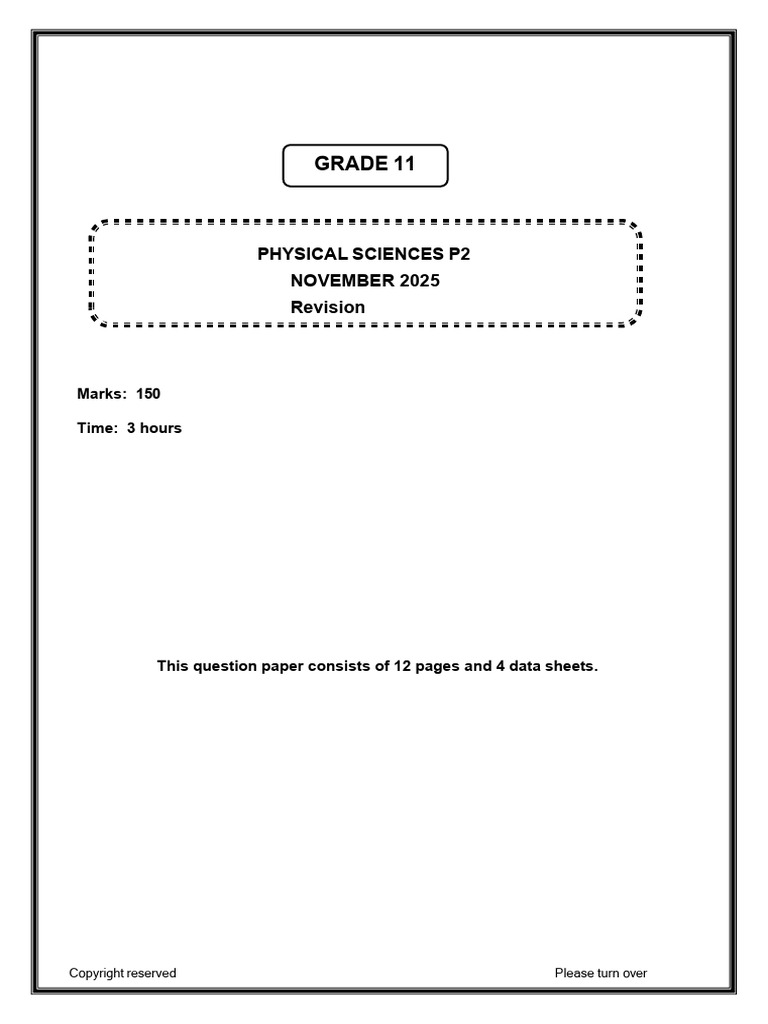 Grade 11 Physical Sciences P2 Nov 2025 | PDF | Gases | Chemical Bond