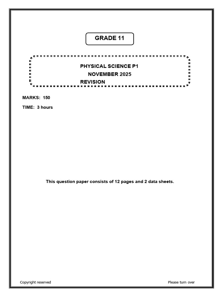 Grade 11 Physical Science Revision Paper | PDF | Force | Electric Field