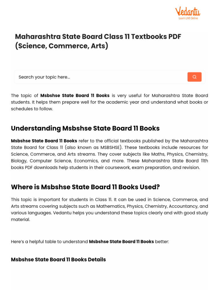 Maharashtra State Board Class 11 Textbooks PDF (Science, Commerce, Arts ...
