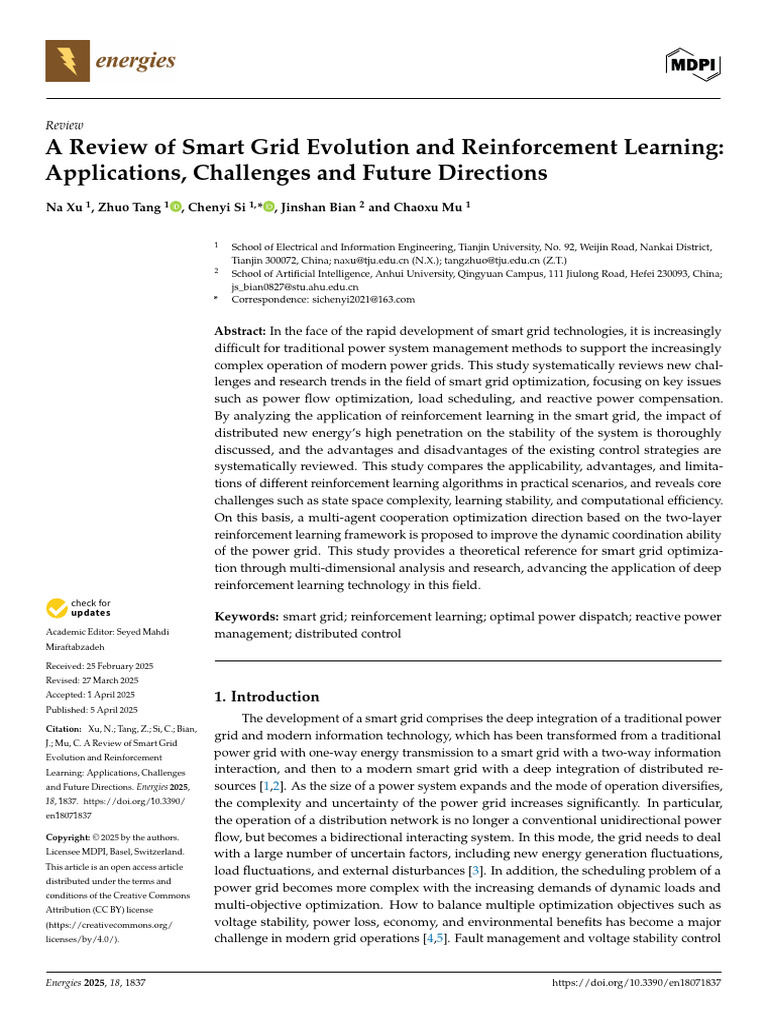 A Review of Smart Grid Evolution and Reinforcement | PDF | Distributed Generation | Smart Grid