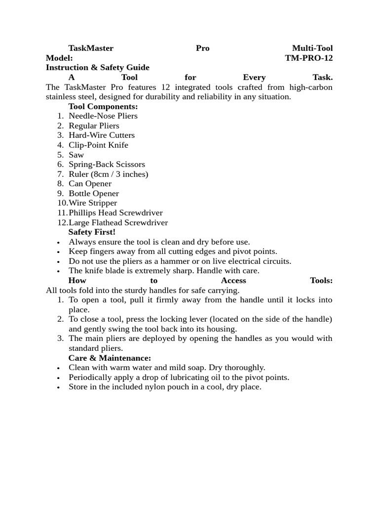 TaskMaster Pro Multi-Tool | PDF