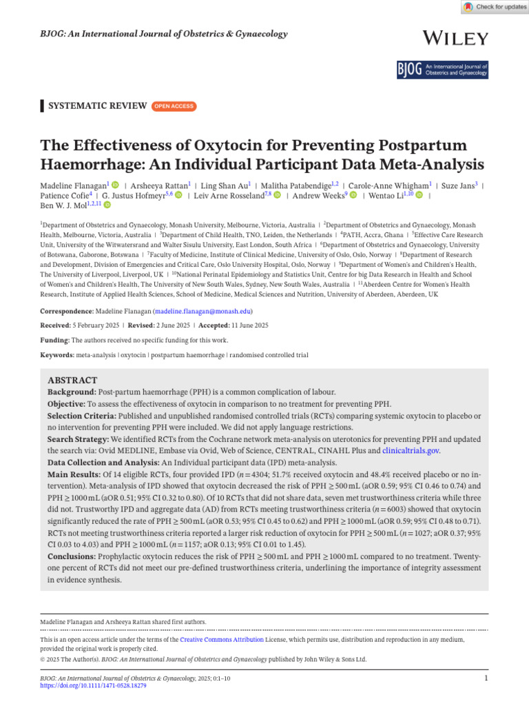 BJOG - 2025 - Flanagan - The Effectiveness of Oxytocin For Preventing ...