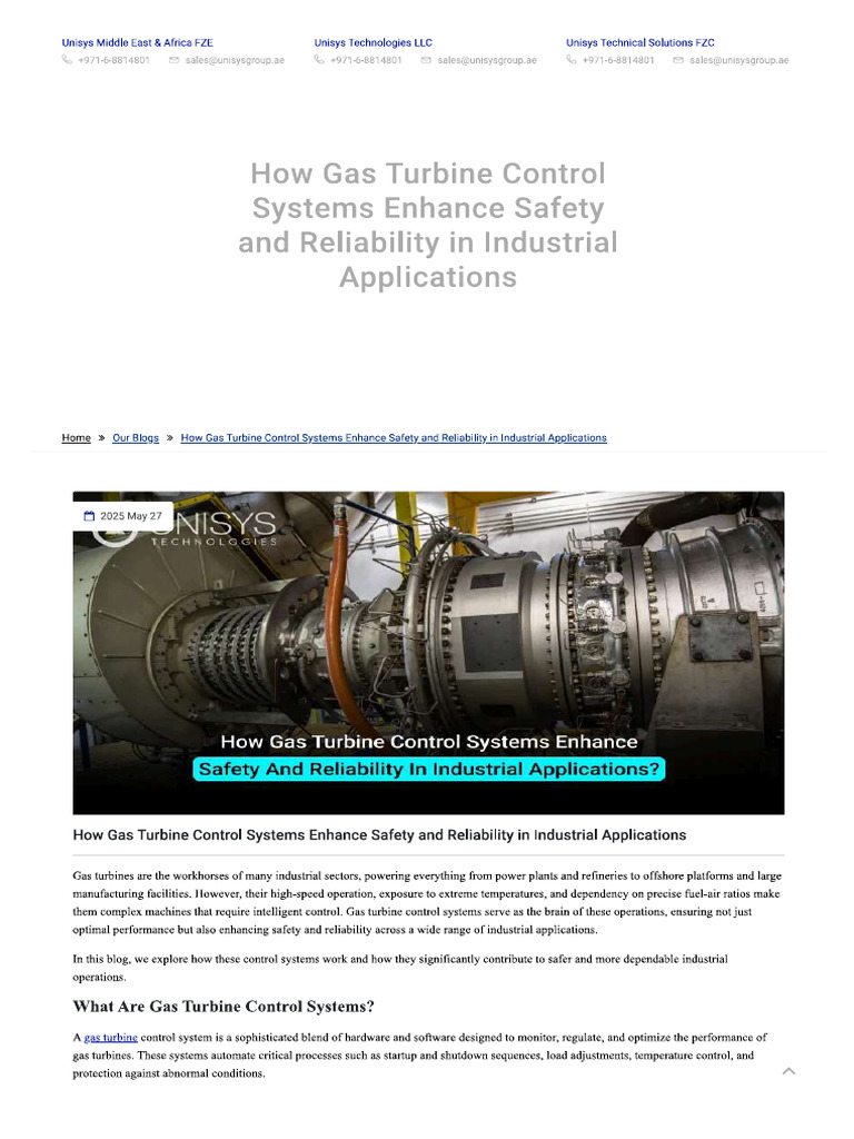 Gas Turbine Control System and Safety | PDF