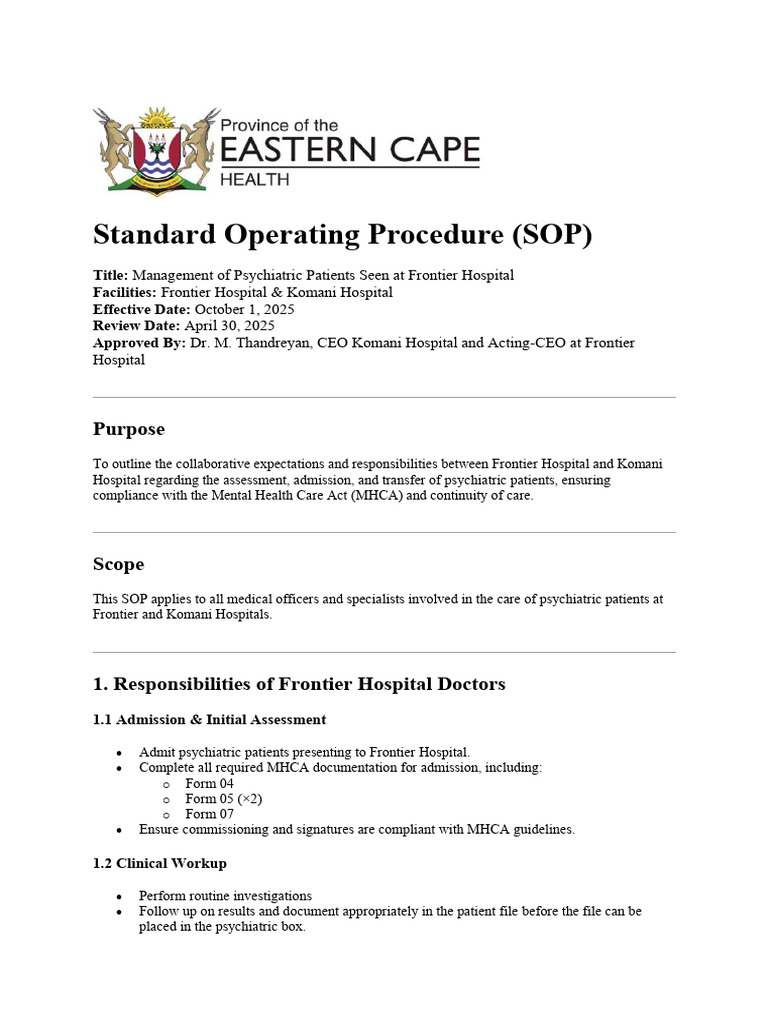 MHCA Compliance for Psychiatric Care | PDF | Psychiatry | Patient
