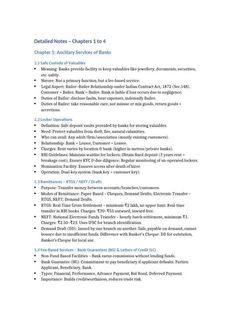 Detailed Notes Ch1 To Ch4 | PDF | Banks | Credit Card