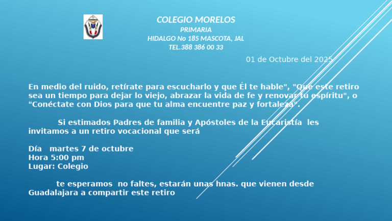 Invitación Retiro Martes 7 | PDF