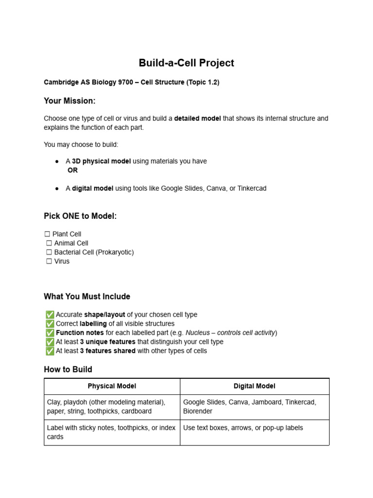 Build a Cell Project | PDF
