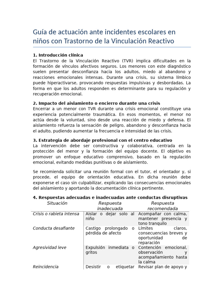 Guia Actuacion TVR Centro Escolar | PDF | Las emociones | Trastorno mental