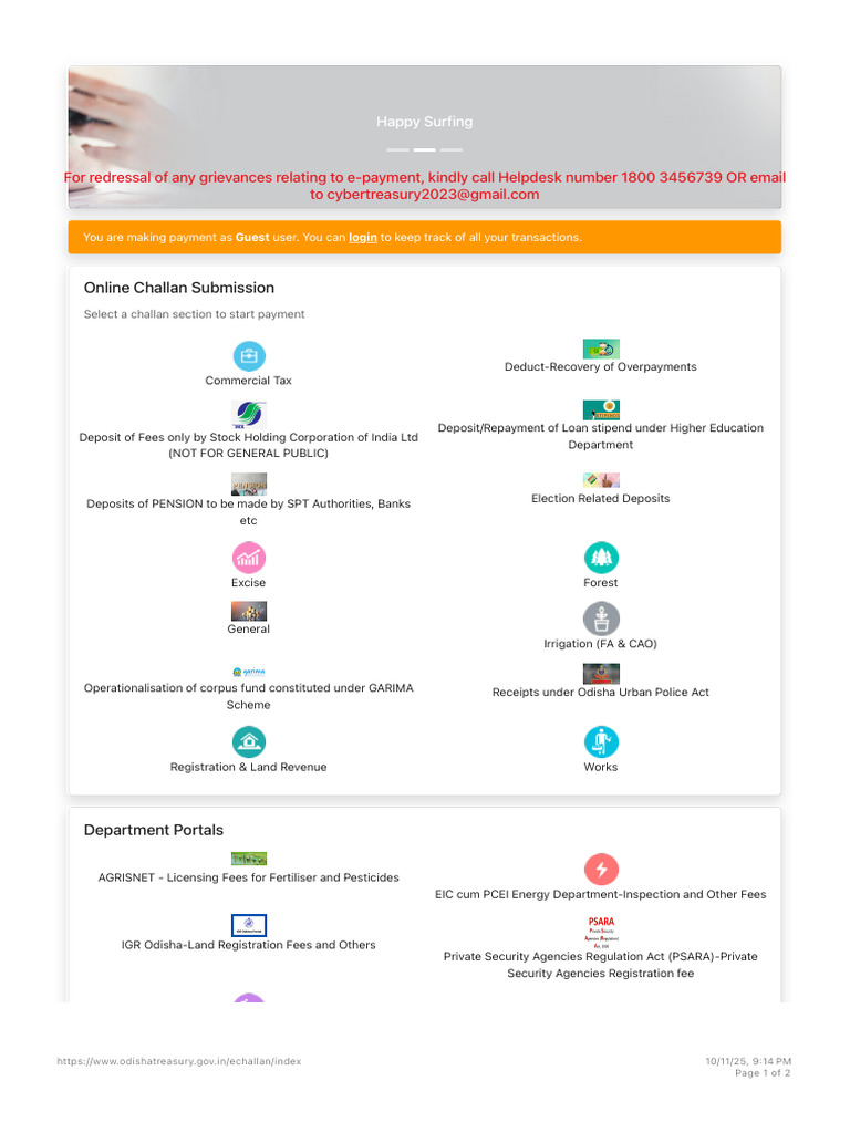 ECHALLAN || IFMS Odisha | PDF | Payments