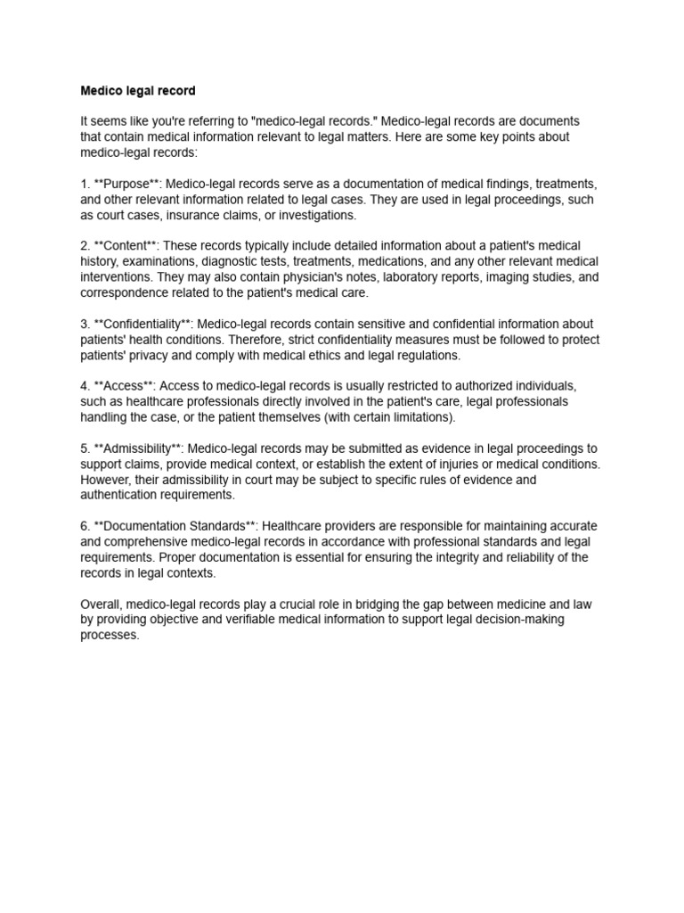 Medico Legal Record | PDF