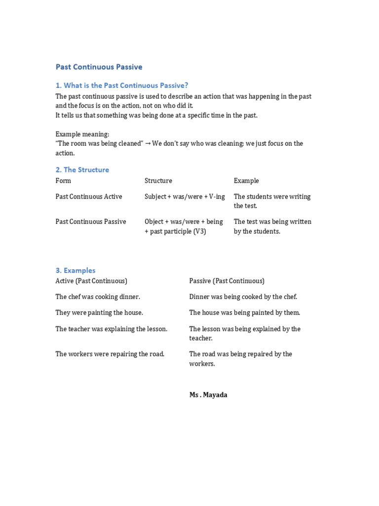 Past Continuous Passive | PDF