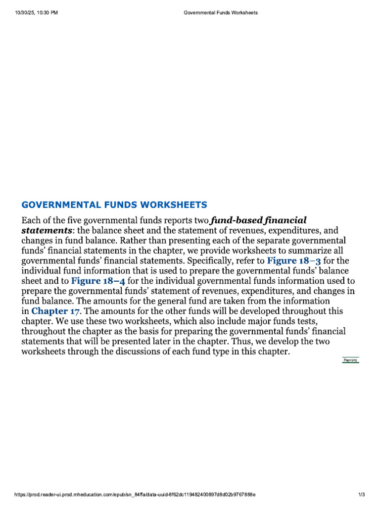Governmental Funds Worksheets 3 | PDF