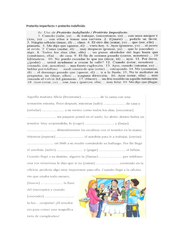 Gram. Preterito Imperfecto + Preterito Indefinido | PDF | Verbo