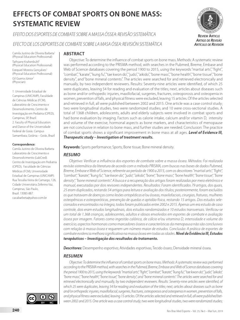 Combat Sports and Bone Mass Impact | PDF | Osteoporosis | Bone