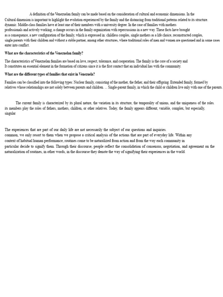 What are the characteristics of the Venezuelan family? | PDF | Family ...