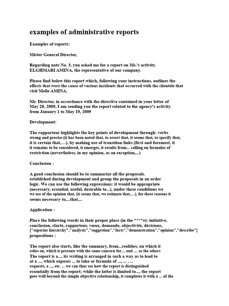 Administrative Report Examples Guide | PDF | Logic