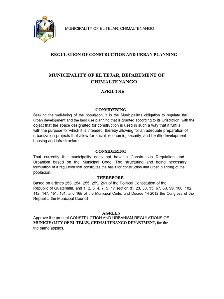 El Tejar Construction Regulations Guide | PDF | Foundation (Engineering ...