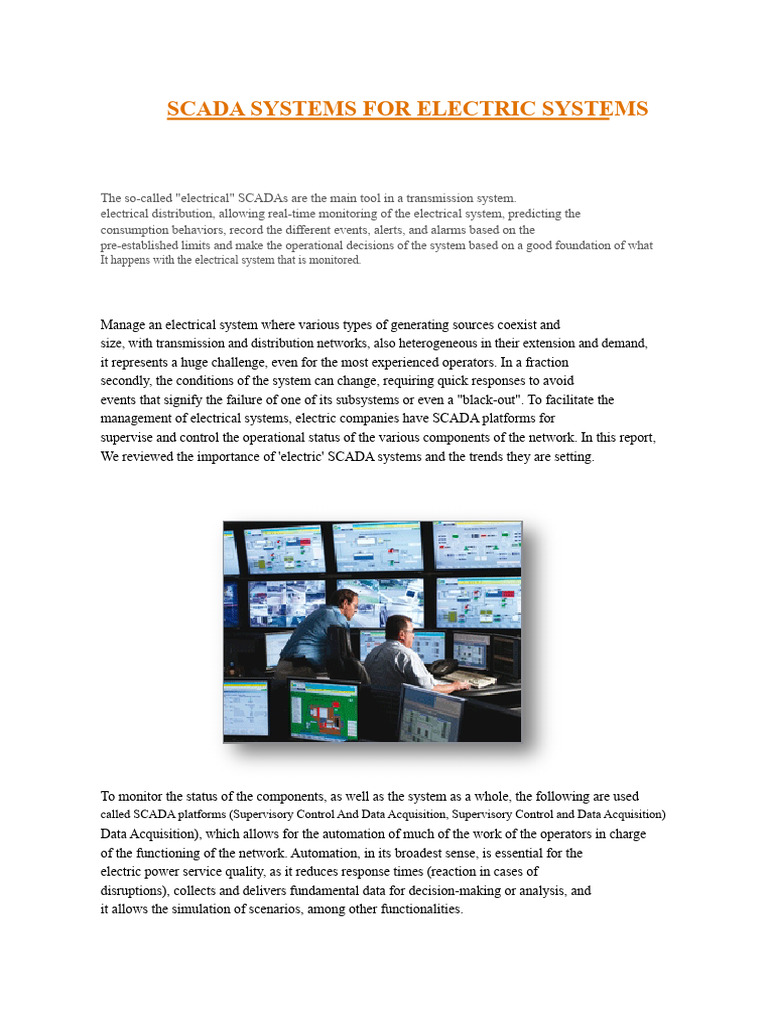 SCADA Systems For Electrical Systems | PDF | Scada | Automation