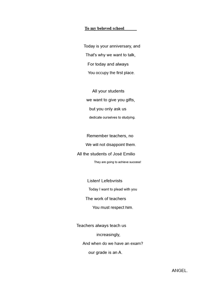 Poetry to My Dear School JOAN | PDF