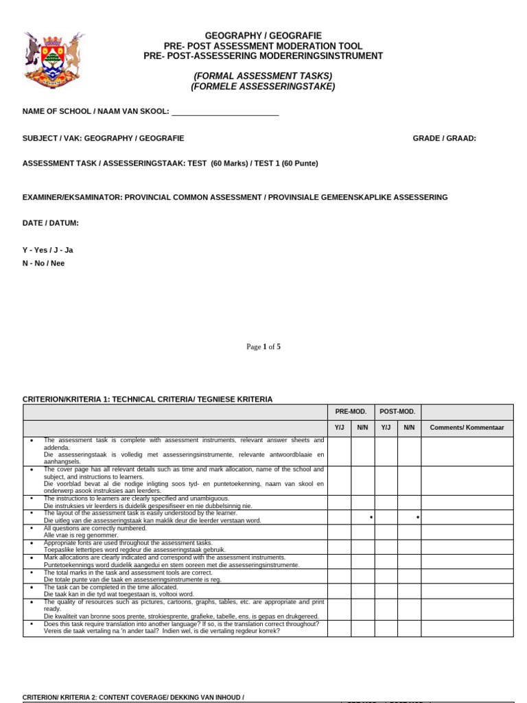 Geography Assessment Moderation Tool | PDF | Psychological Concepts ...