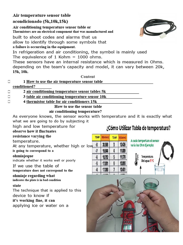 6 Air Conditioning Temperature Sensor Table | PDF