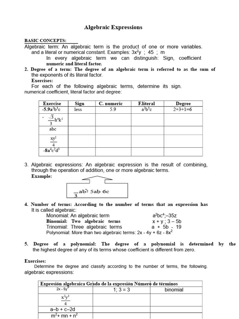 Algebraic Expressions | PDF | Mathematical Analysis | Mathematics