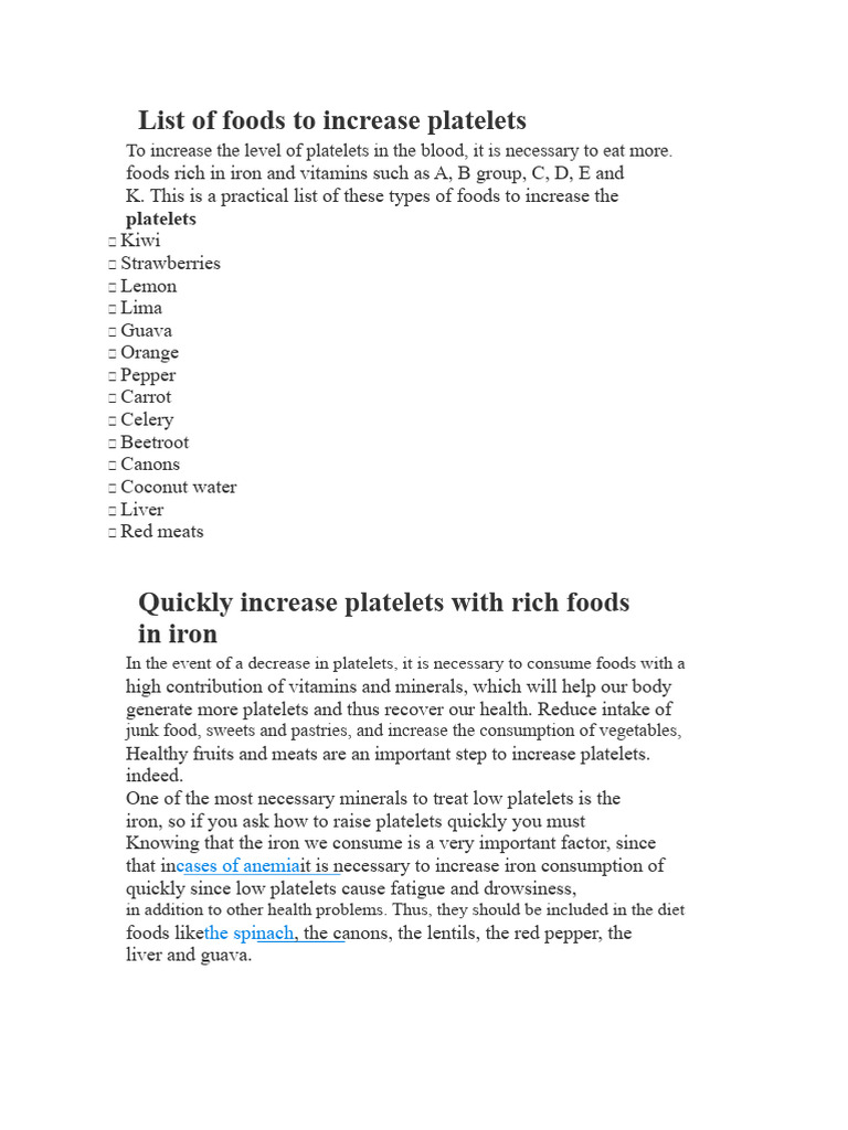 List of foods to increase platelets.docx | PDF | Foods | Juice