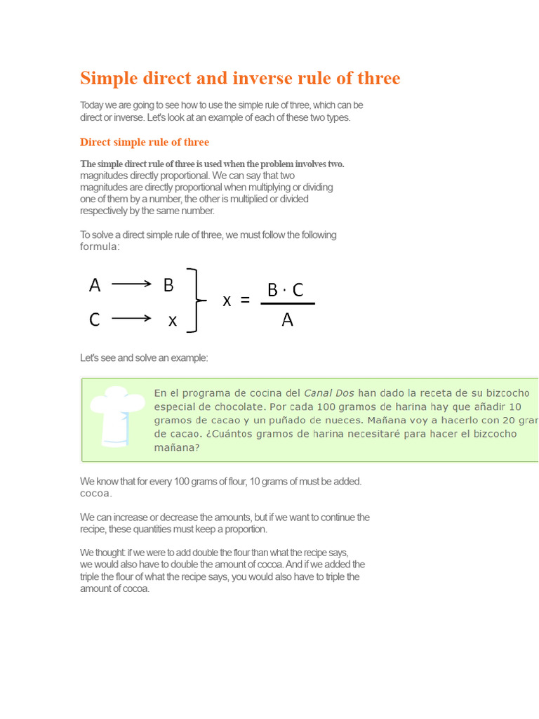 Simple Direct and Inverse Rule of Three | PDF | Quantity | Mathematics