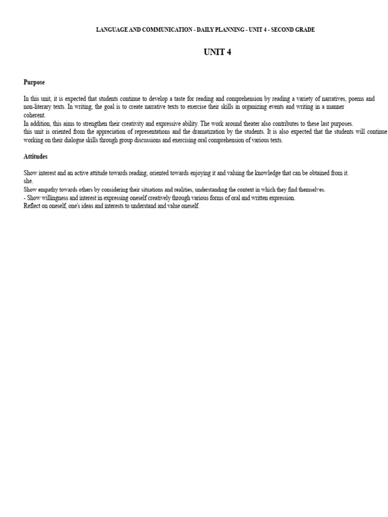 LEN - Unit 4 - 2nd Grade | PDF | Reading Comprehension | Narrative