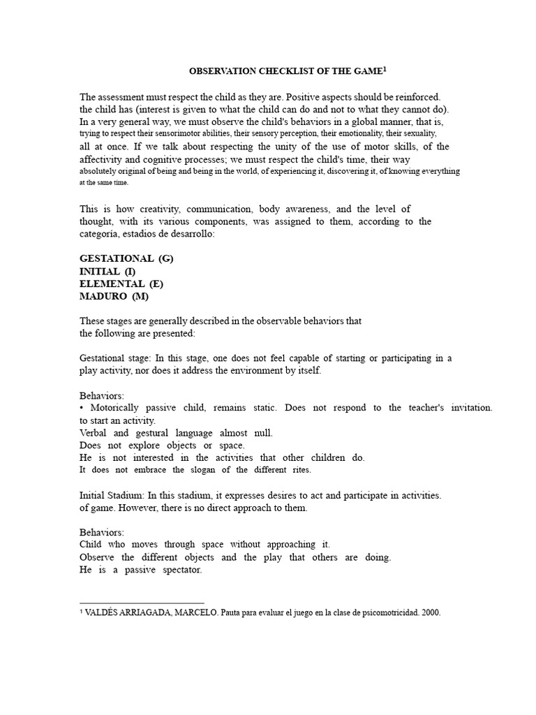 Game Observation Guidelines | PDF | Creativity | Psychological Concepts