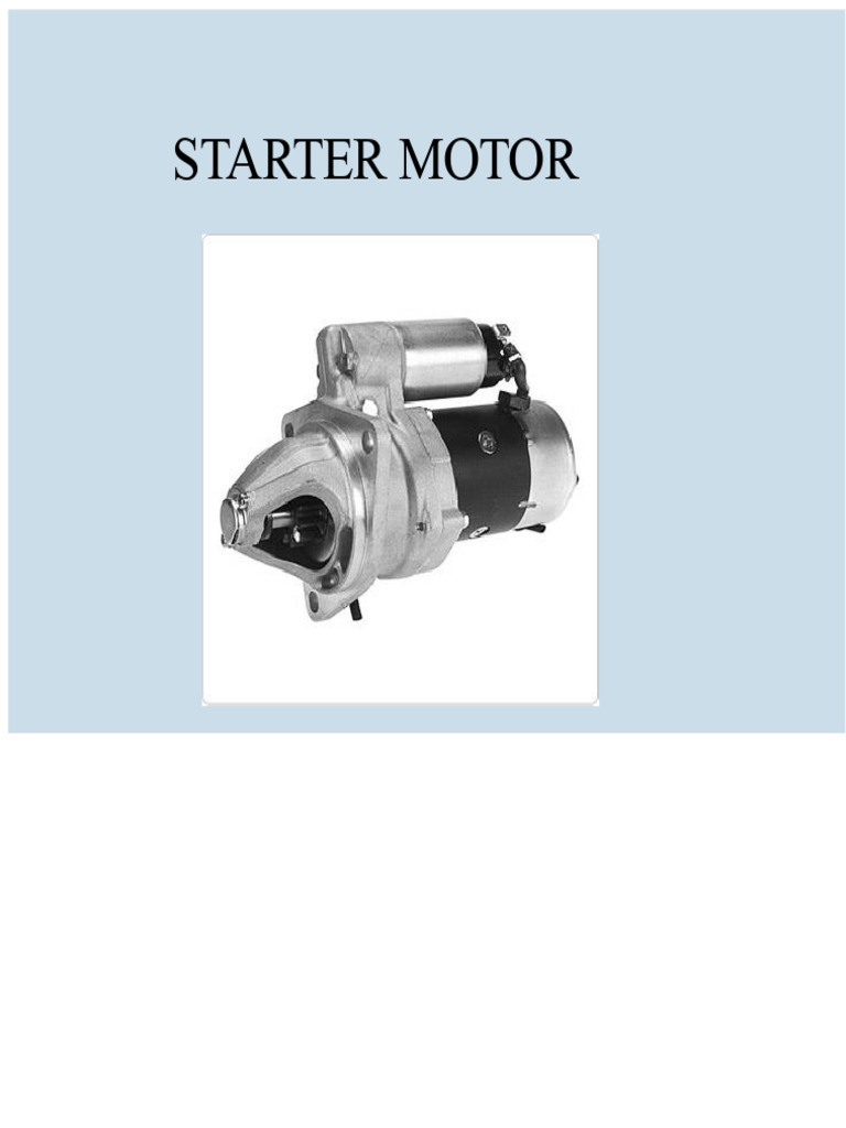 Understanding Starter Motors and Operation | PDF | Electric Motor | Torque