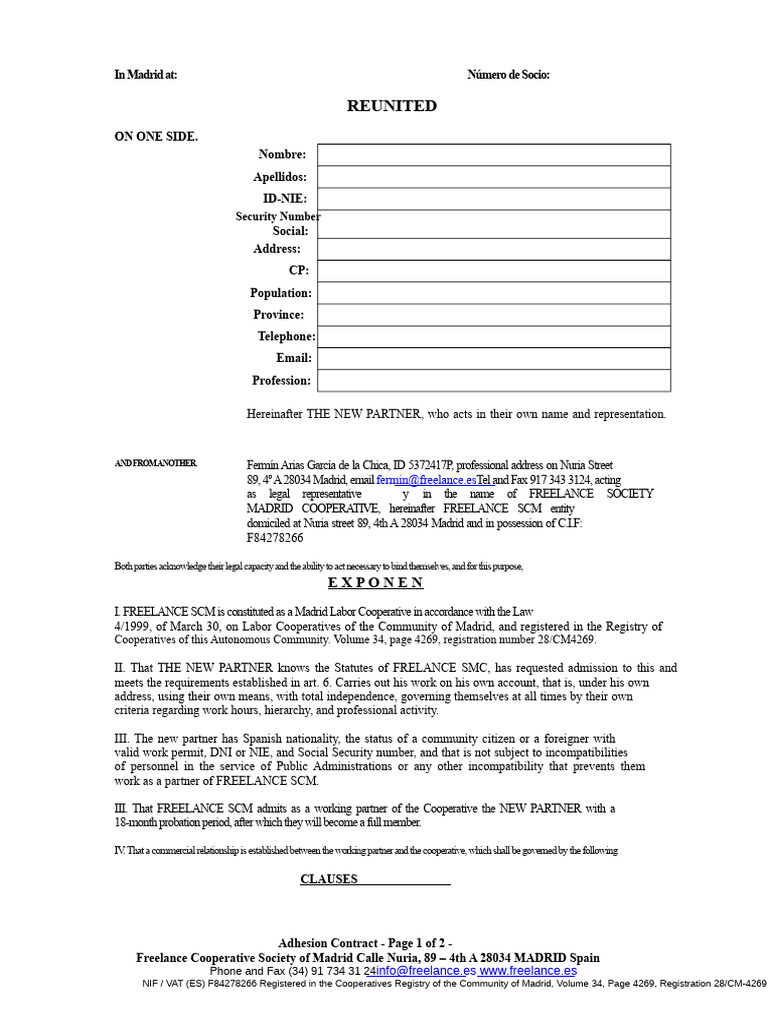 Adhesion Contract COOPERATIVE | PDF | Justice | Crime & Violence