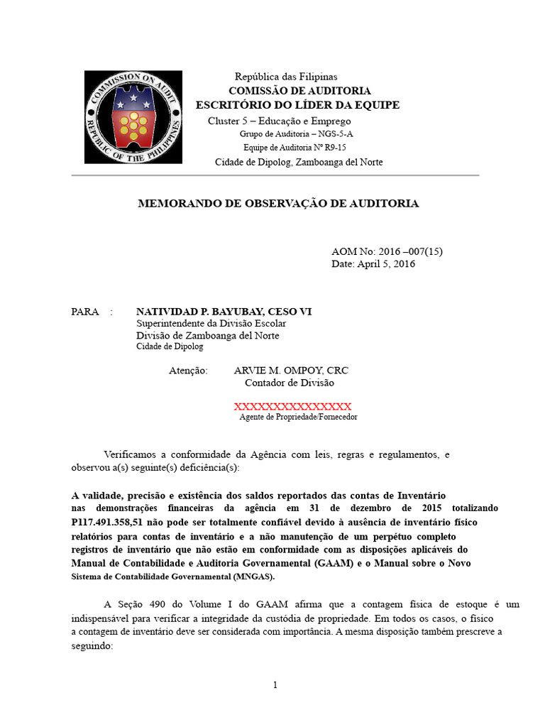 AOM - Inventário v4 | PDF | Contabilidade | Inventário