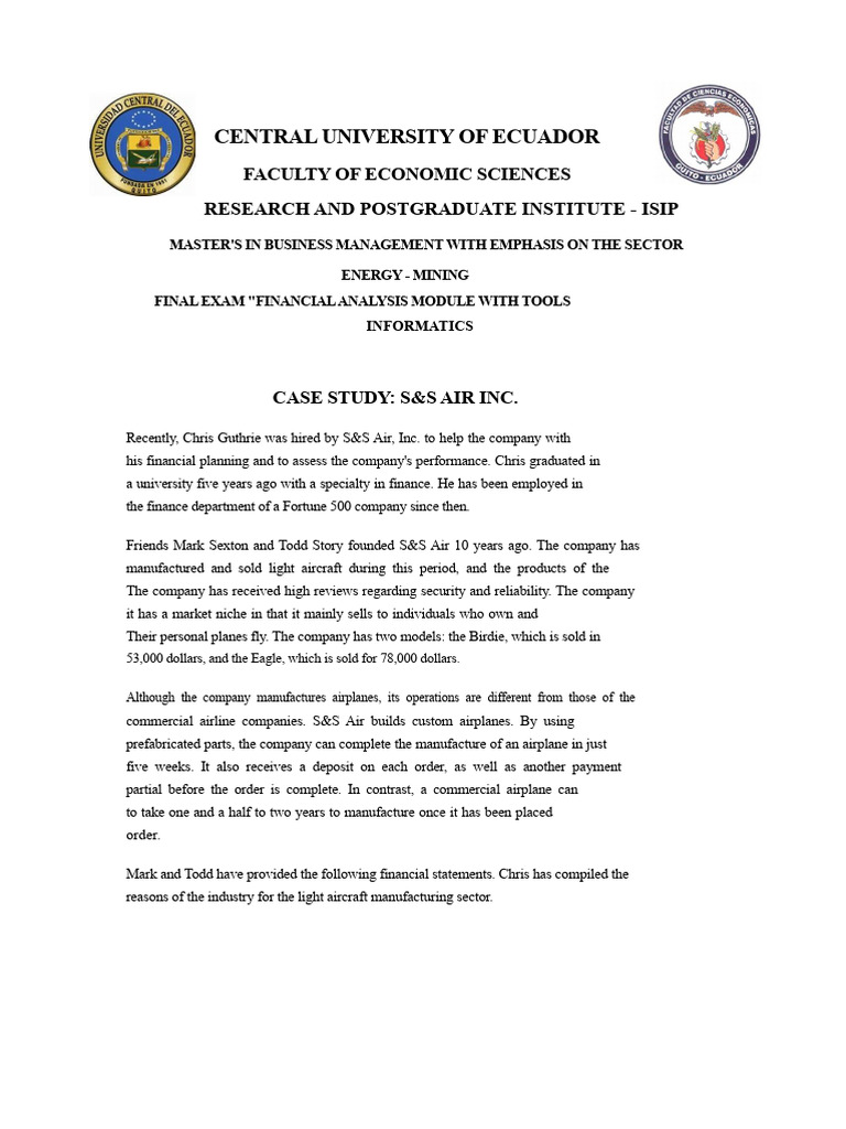 Final Exam Case S&S AIR INC. | PDF | Equity (Finance) | Retained Earnings