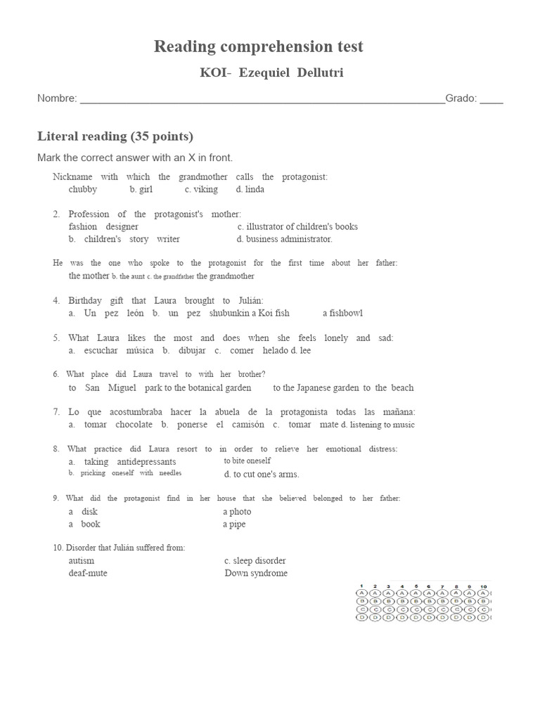 Reading Comprehension Test for Students | PDF